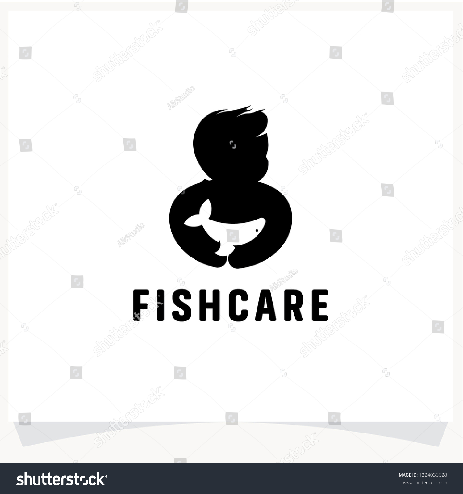Fish Care Logo Design Template Stock Vector (Royalty Free) 1224036628 ...