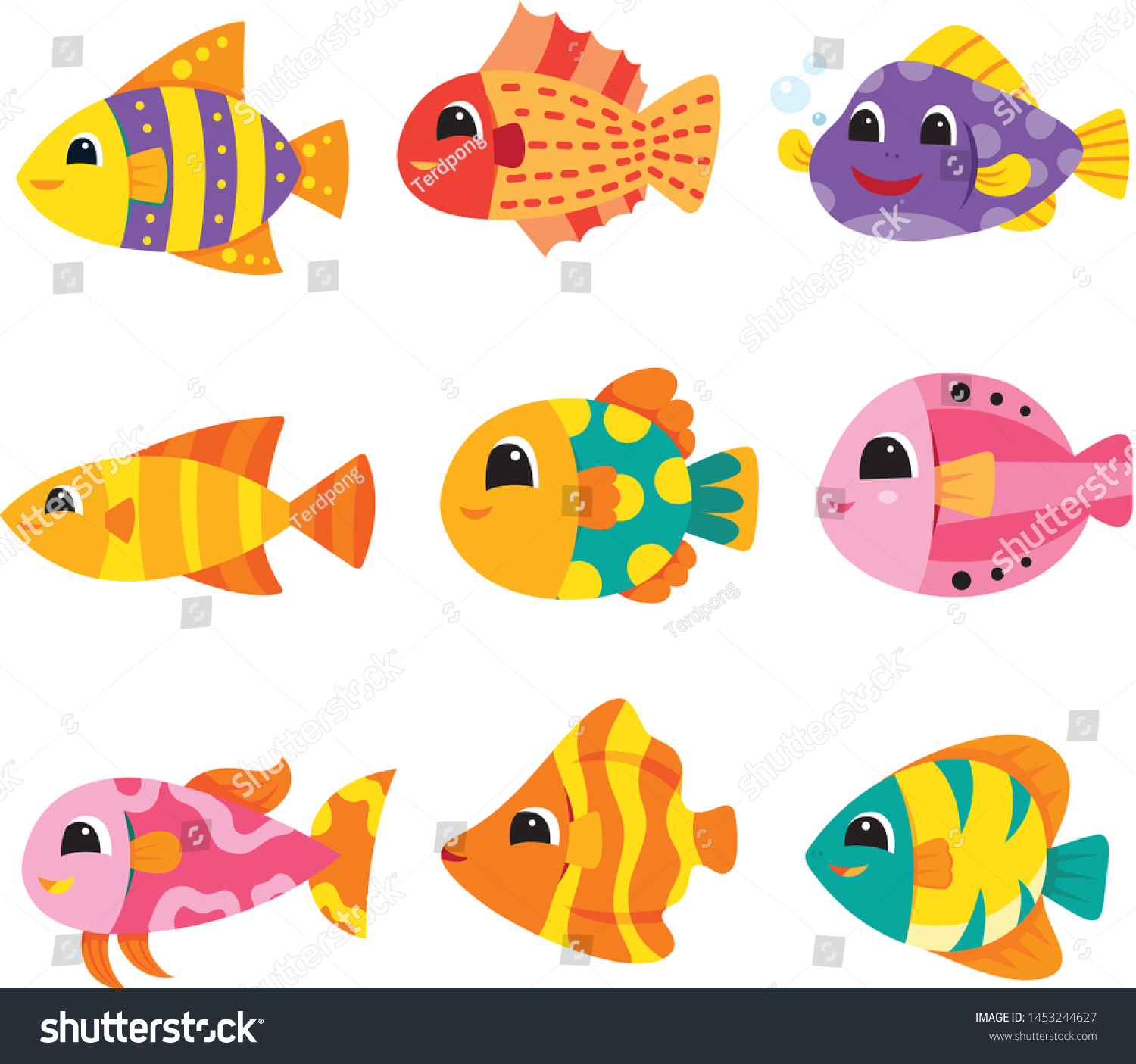 Fish Collection Vector Collection Design 스톡 벡터(로열티 프리) 1453244627 ...