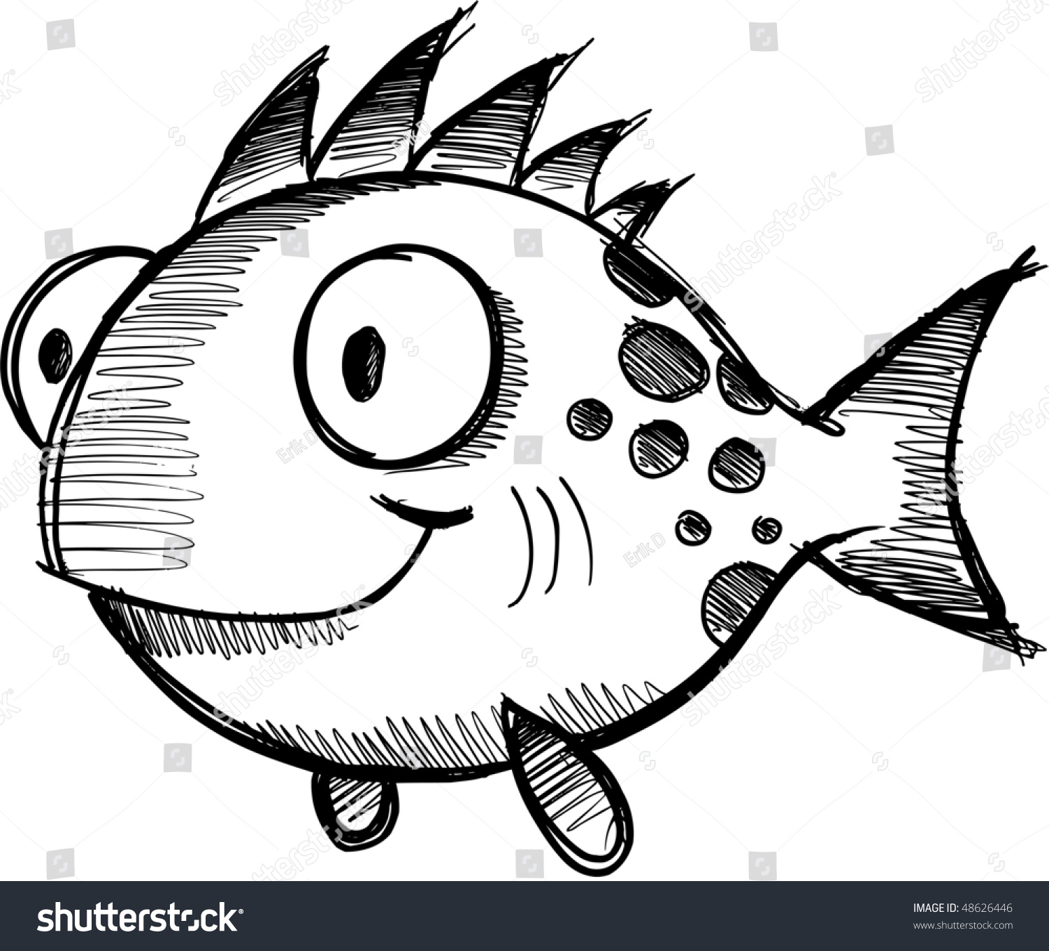 Fish Doodle Sketch Vector Illustration Stock Vector (Royalty Free) 48626446