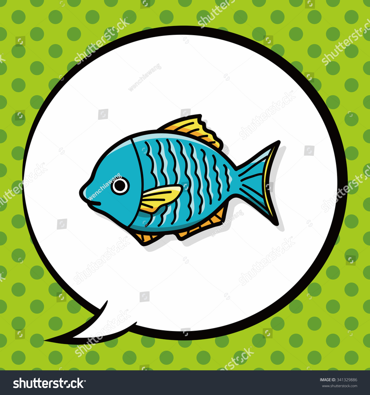 Fish Doodle Speech Bubble Stock Vector 341329886 - Shutterstock