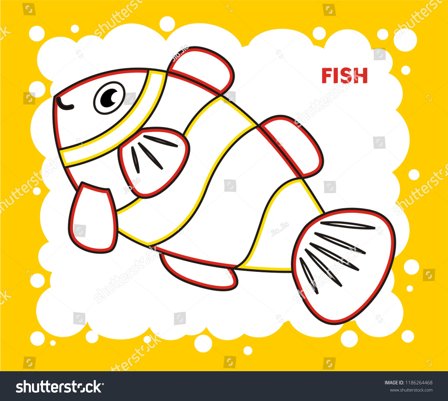 Fish Drawing Coloring Page Vector Illustration: เวกเตอร์สต็อก (ปลอดค่า ...