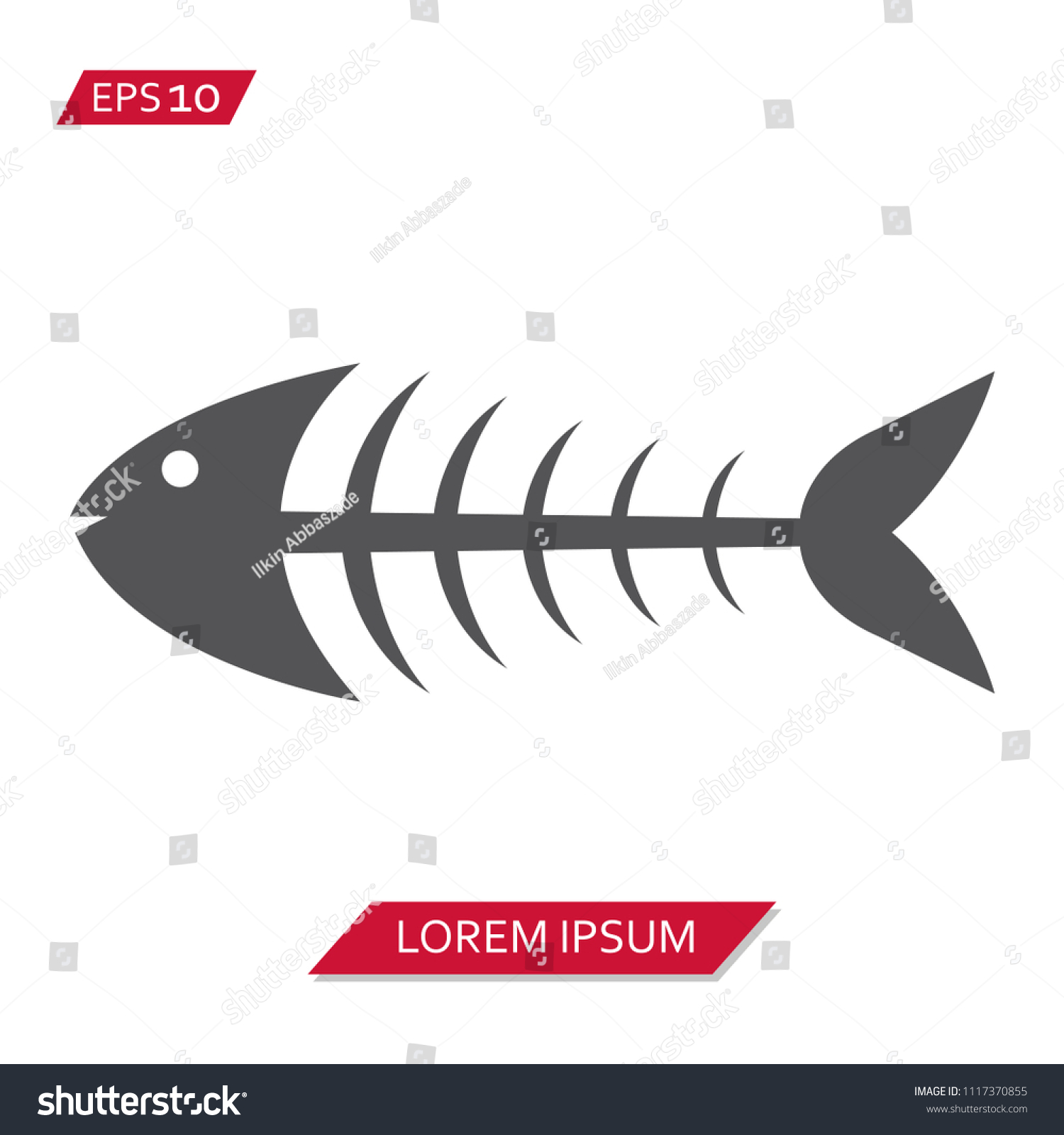 Fish Fishbone Vector Icon Symbol Stock Vector (Royalty Free) 1117370855 ...