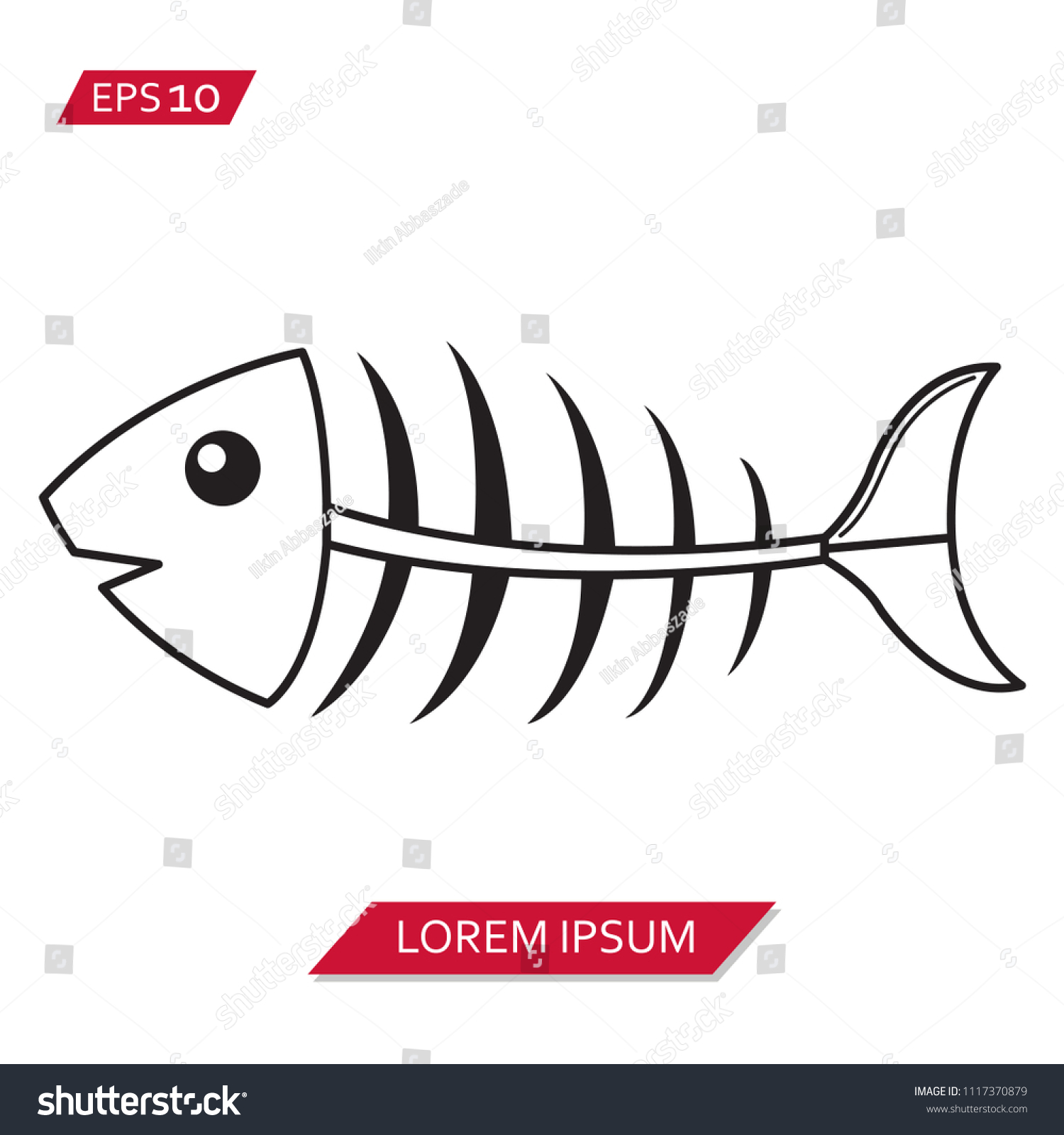Fish Fishbone Vector Icon Symbol: เวกเตอร์สต็อก (ปลอดค่าลิขสิทธิ์ ...