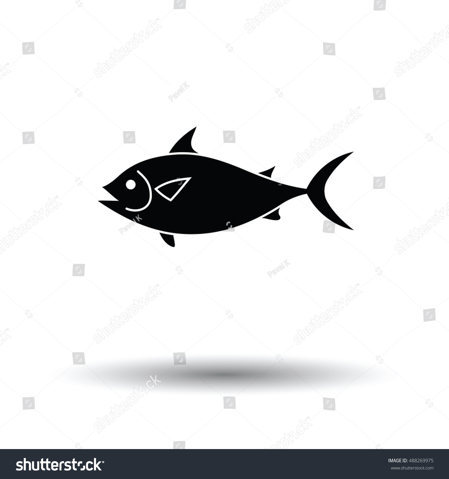 Fish Icon White Background Shadow Design: vector de stock (libre de ...