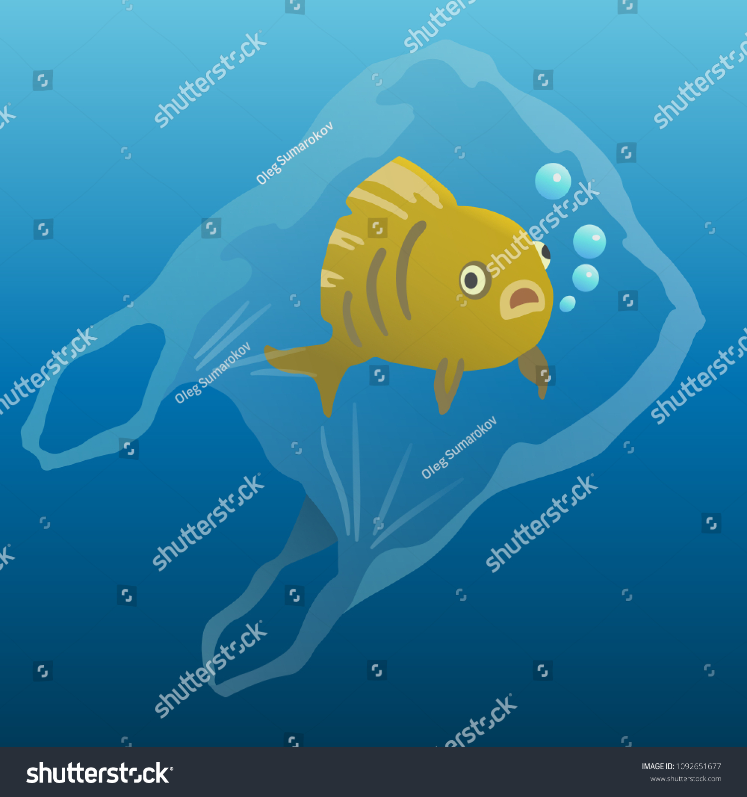 Fish Plastic Bag Stock Vector (Royalty Free) 1092651677