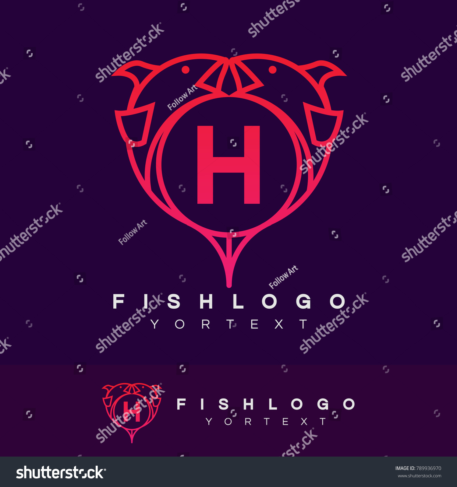 Fish Initial Letter H Logo Design Stock Vector (Royalty Free) 789936970 ...