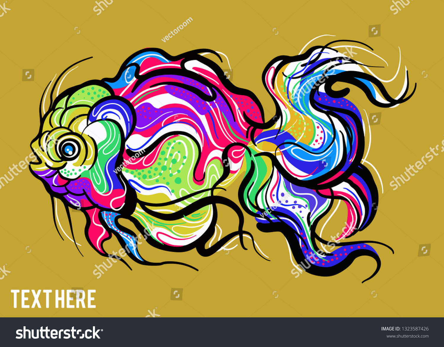 Fish Koki Brush Drawing Vector Illustration 库存矢量图（免版税）1323587426 ...