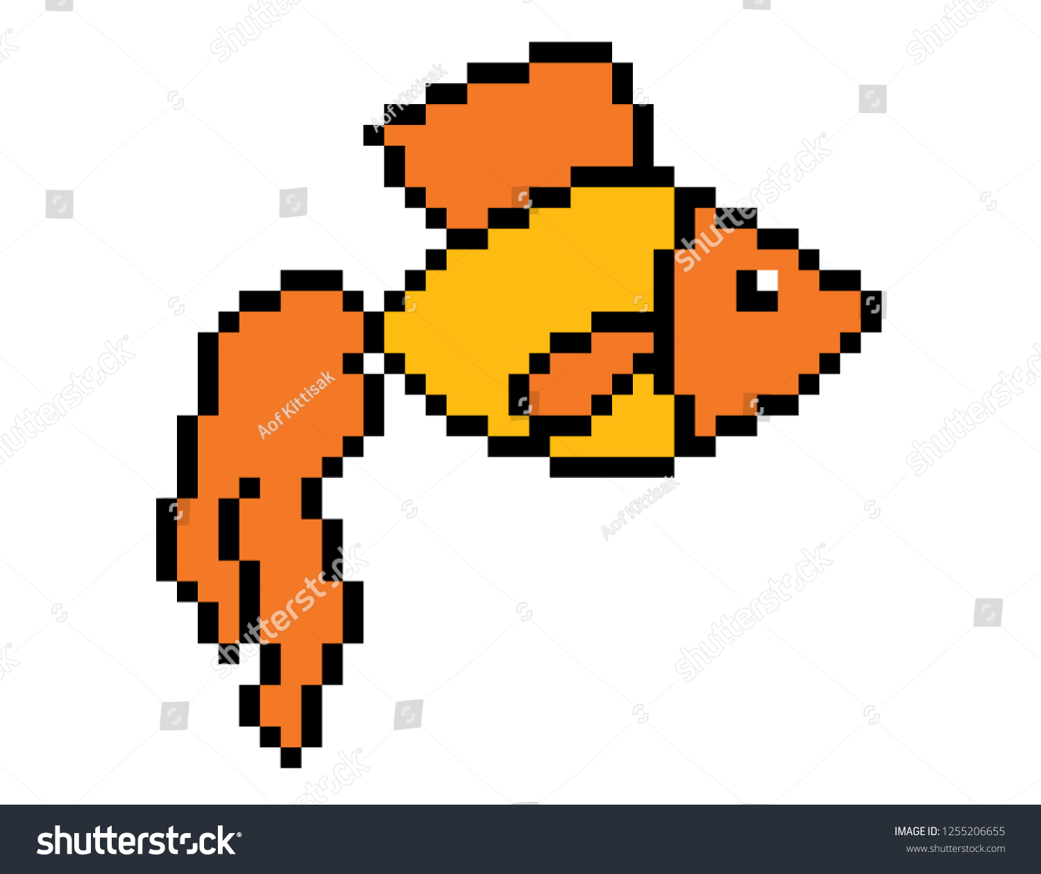 Fish Pixel Art: vector de stock (libre de regalías) 1255206655 ...