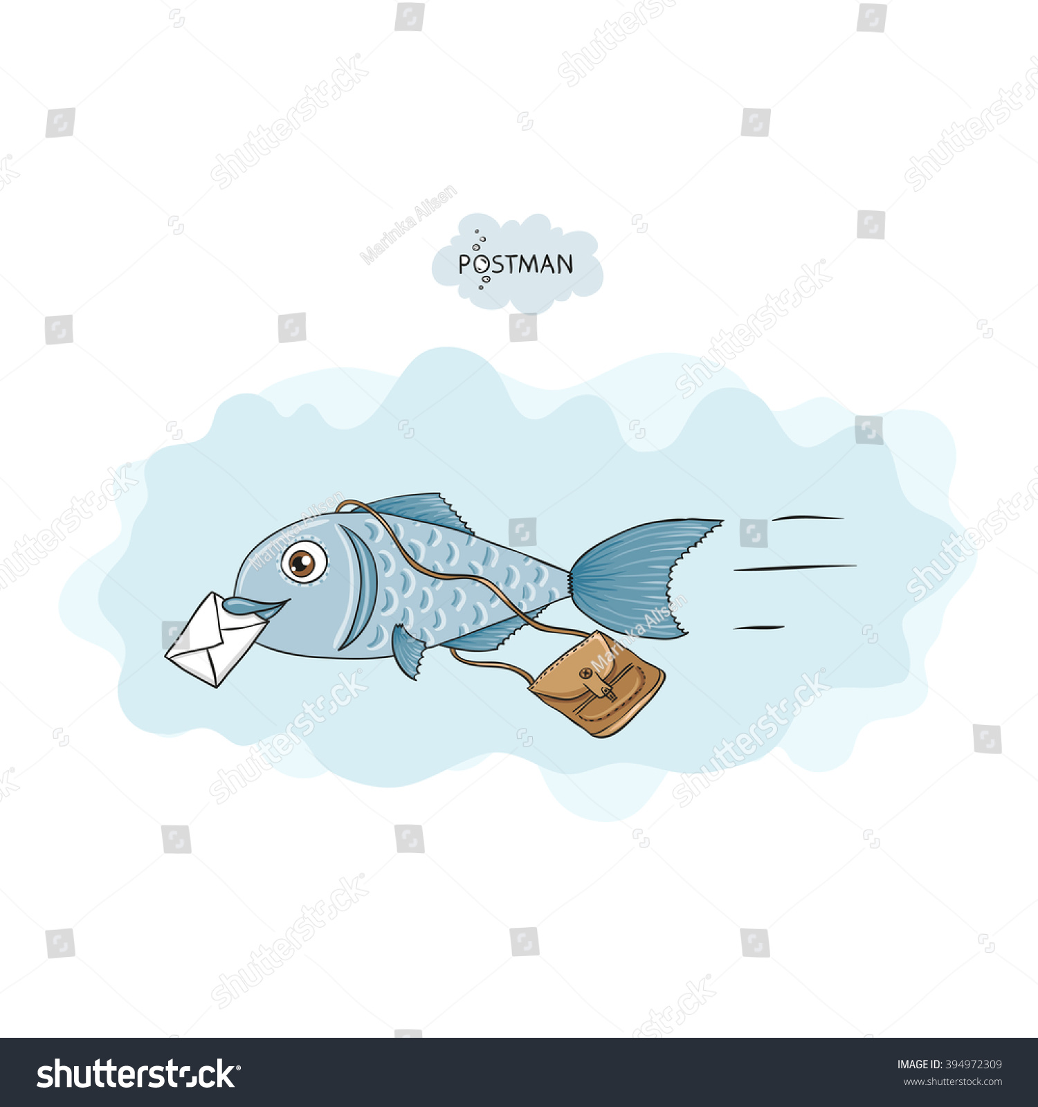 Fish Postman Sea Mail Concept Vector : image vectorielle de stock ...