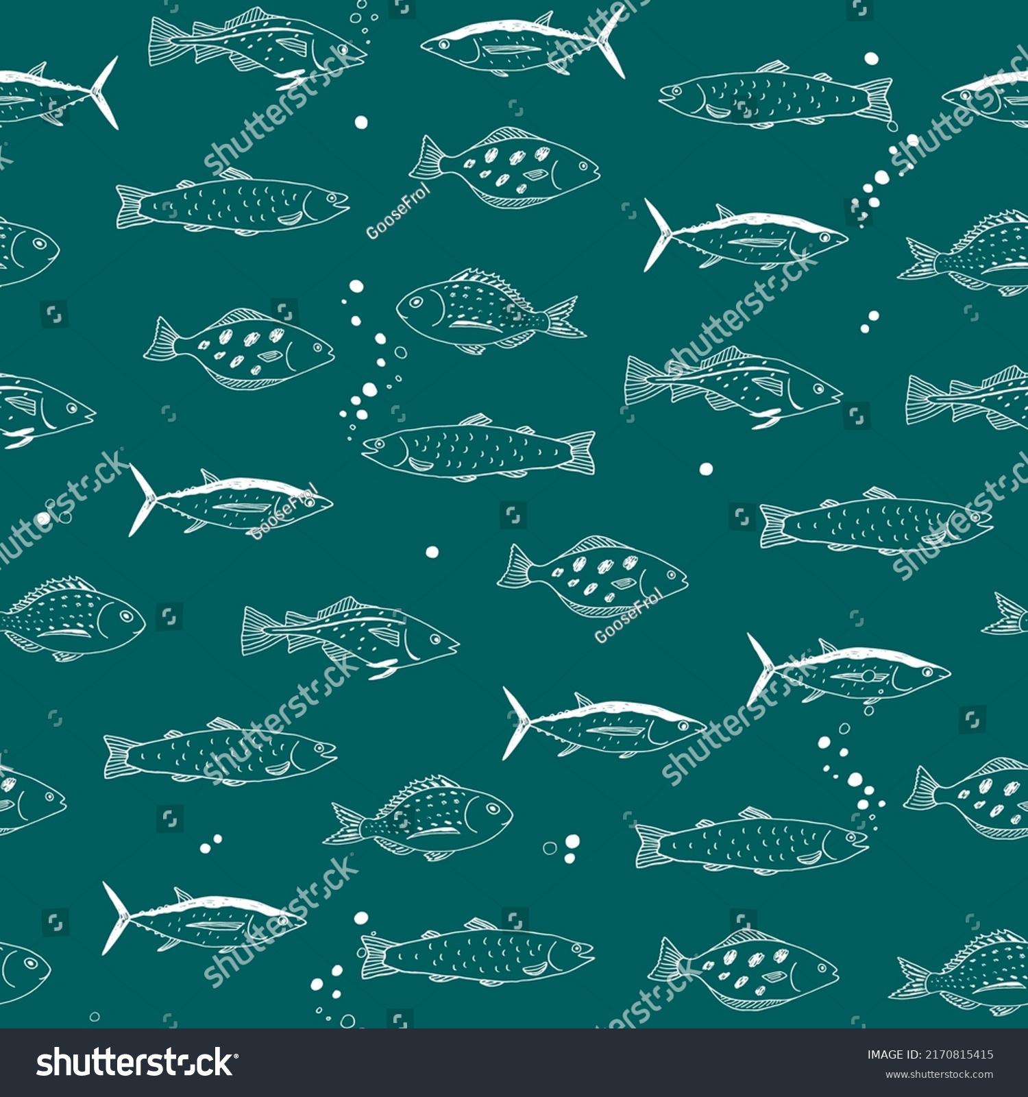 Fish Sea Life Vector Seamless Pattern Stock Vector (Royalty Free ...