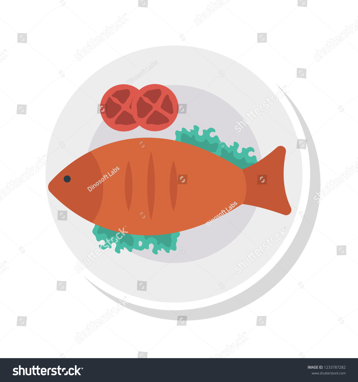 Fish Seafood Plate Stock Vector (Royalty Free) 1233787282 | Shutterstock
