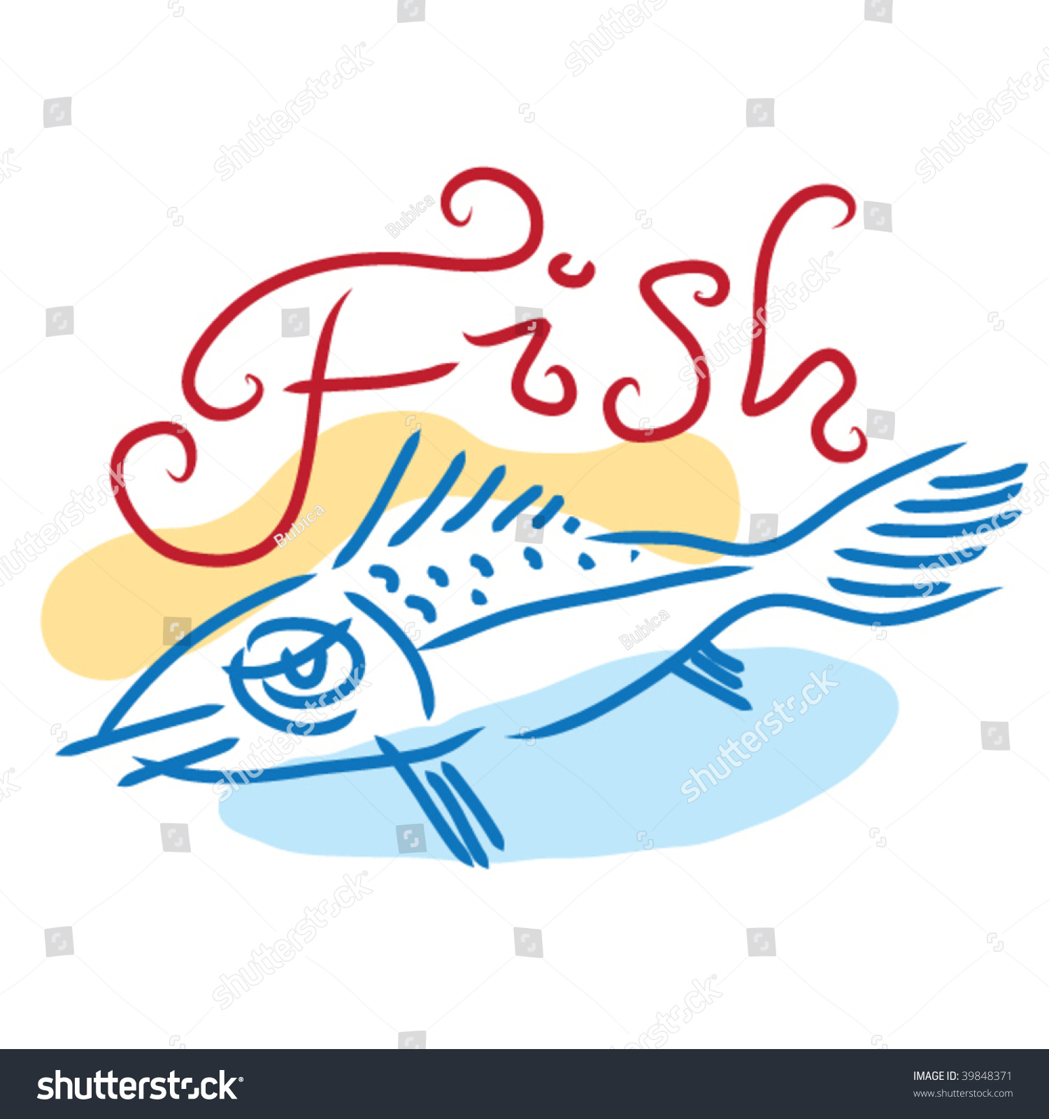 Fish Sign With Typography Stock Vector Illustration 39848371 : Shutterstock