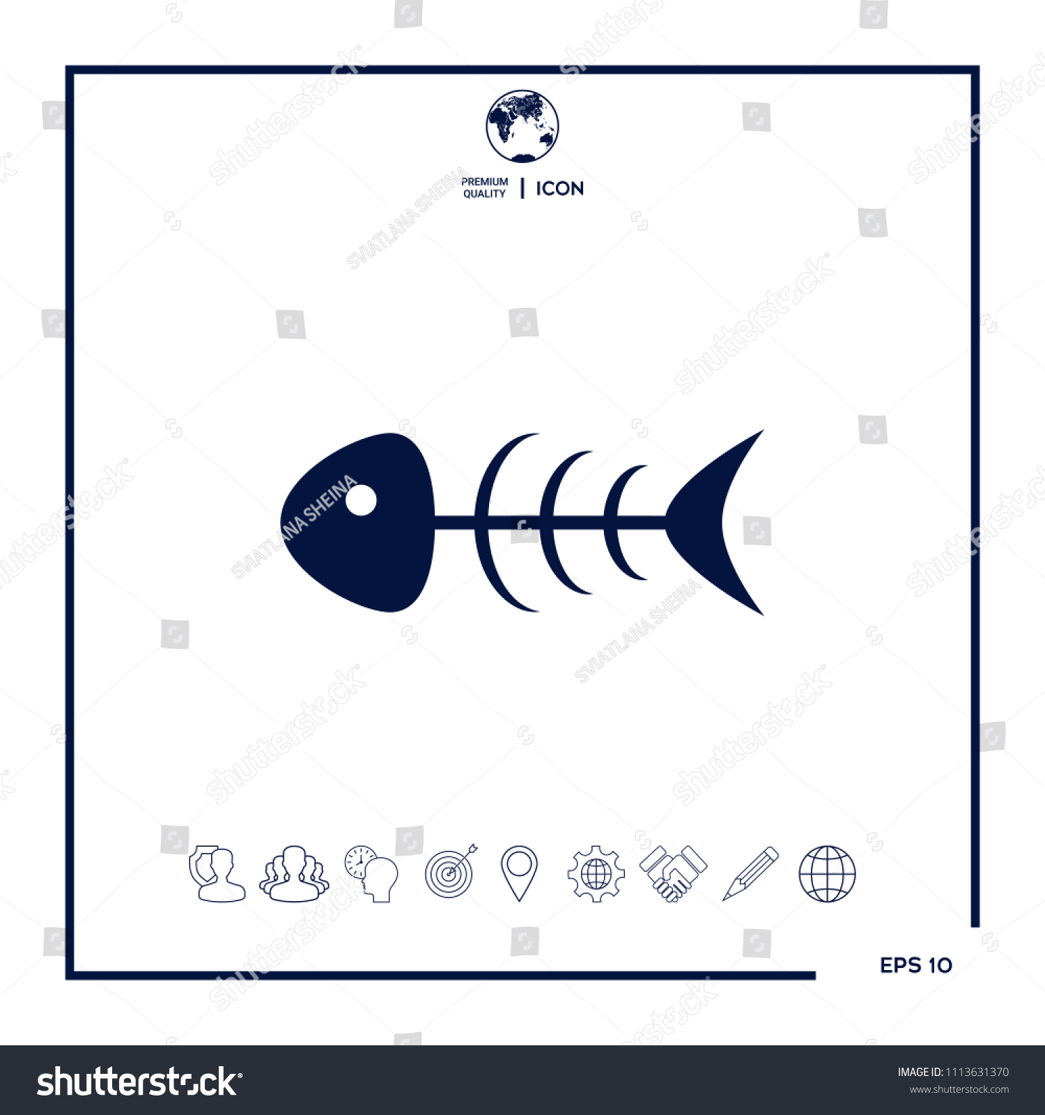 Fish Skeleton Icon Stock Vector (Royalty Free) 1113631370 | Shutterstock