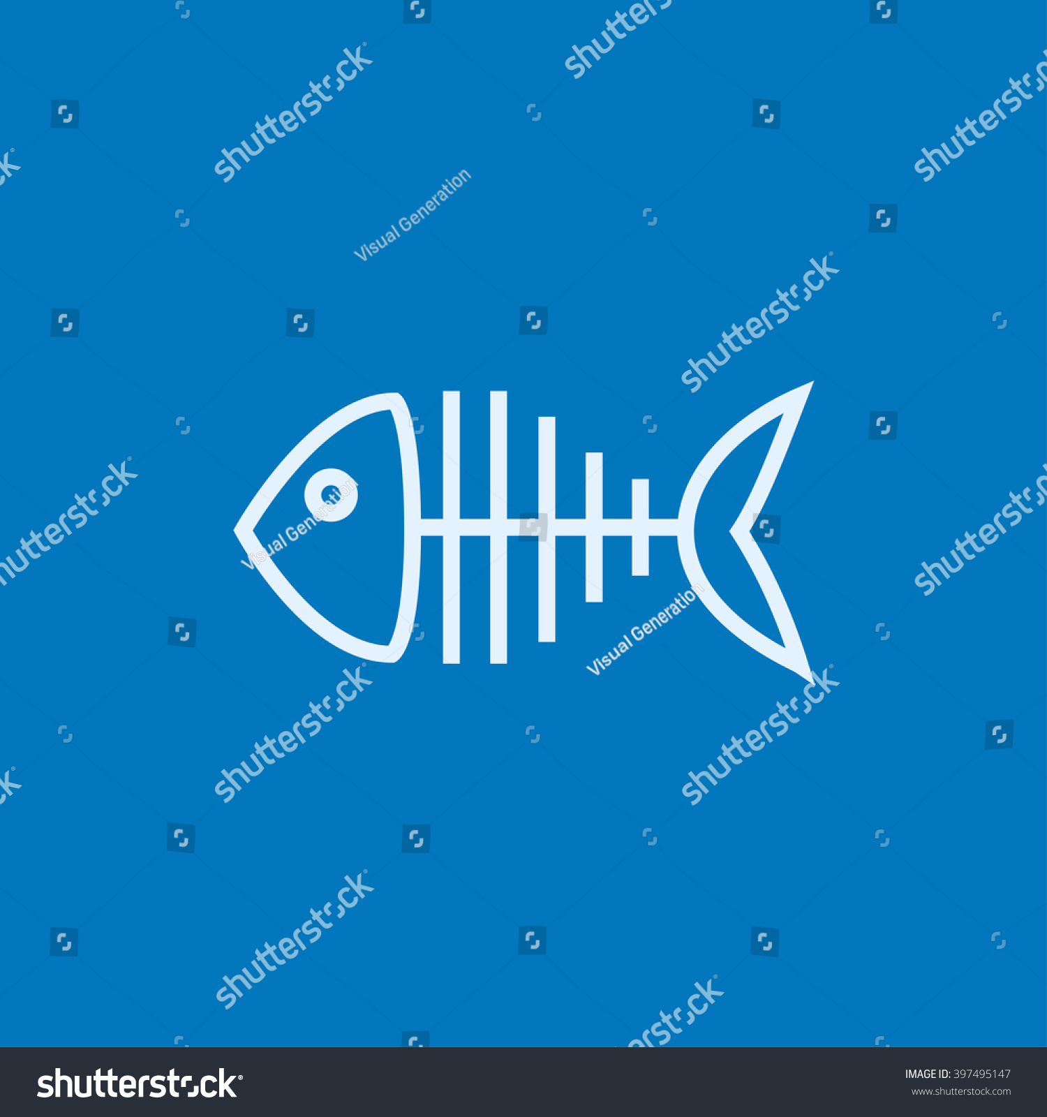 Fish Skeleton Line Icon Stock Vector (Royalty Free) 397495147 ...