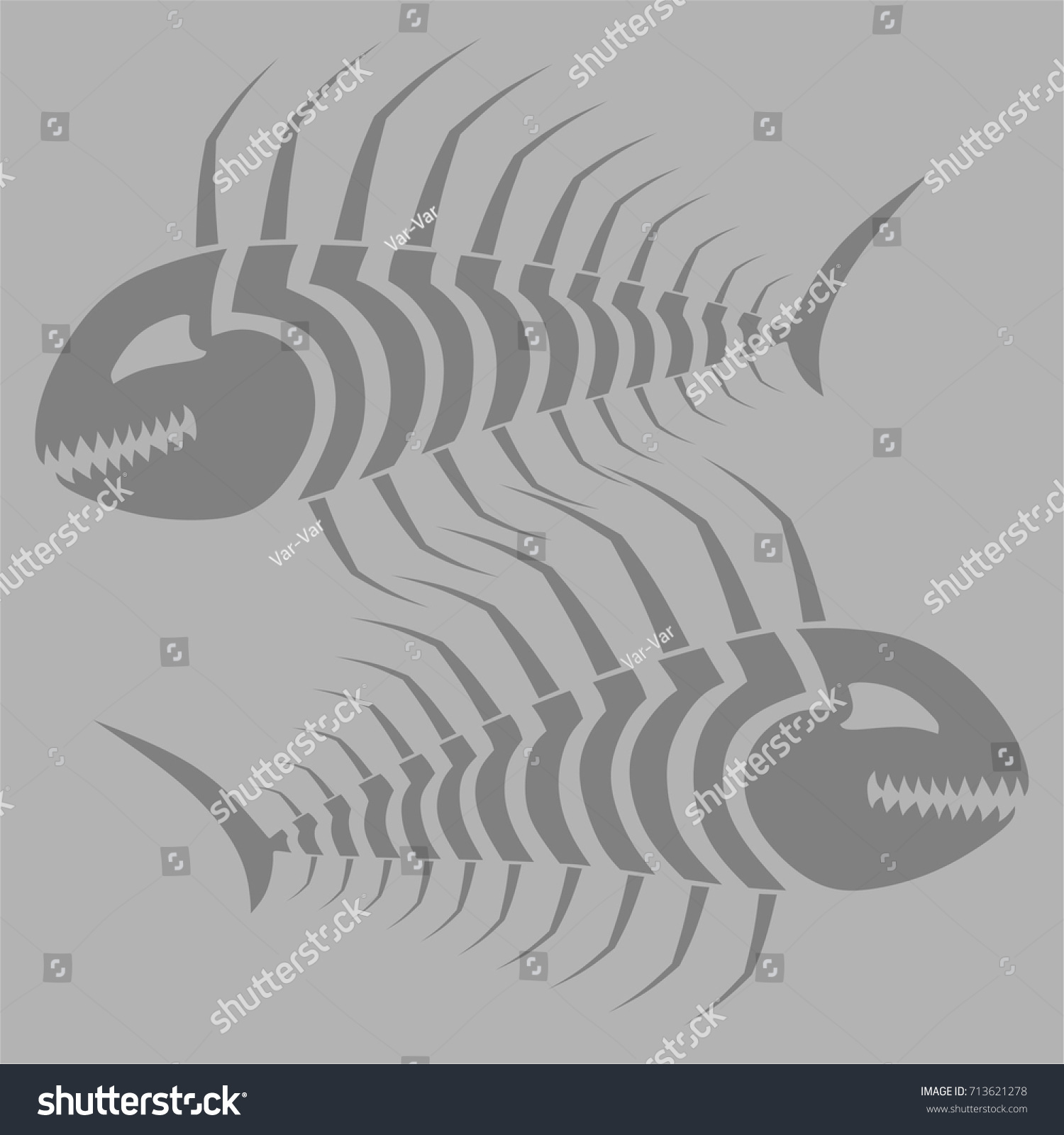 Fish Skeleton Tattoo Stock Vector (Royalty Free) 713621278 | Shutterstock