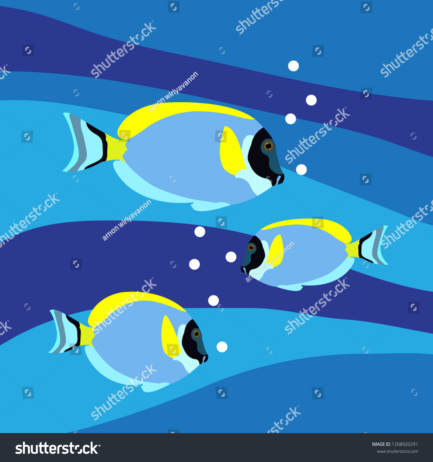 Fish Swimming Vector Stock Vector (Royalty Free) 1208920291