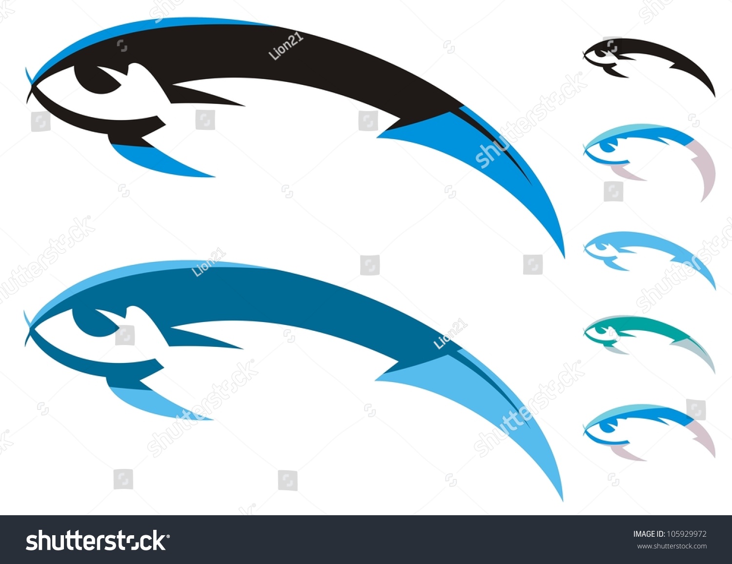 Fish Symbols Stock Vector Illustration 105929972 : Shutterstock