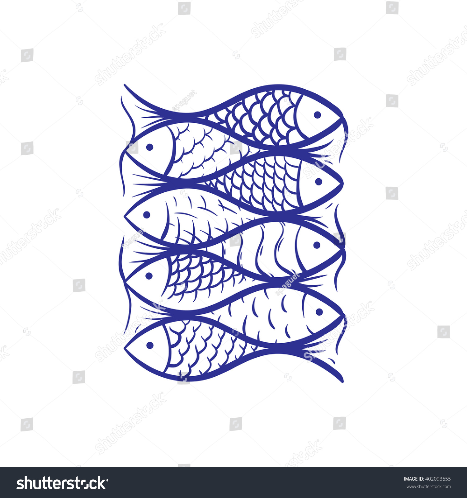 Fish Texture Ornament Design Element Handdrawing Stock Vector (Royalty ...