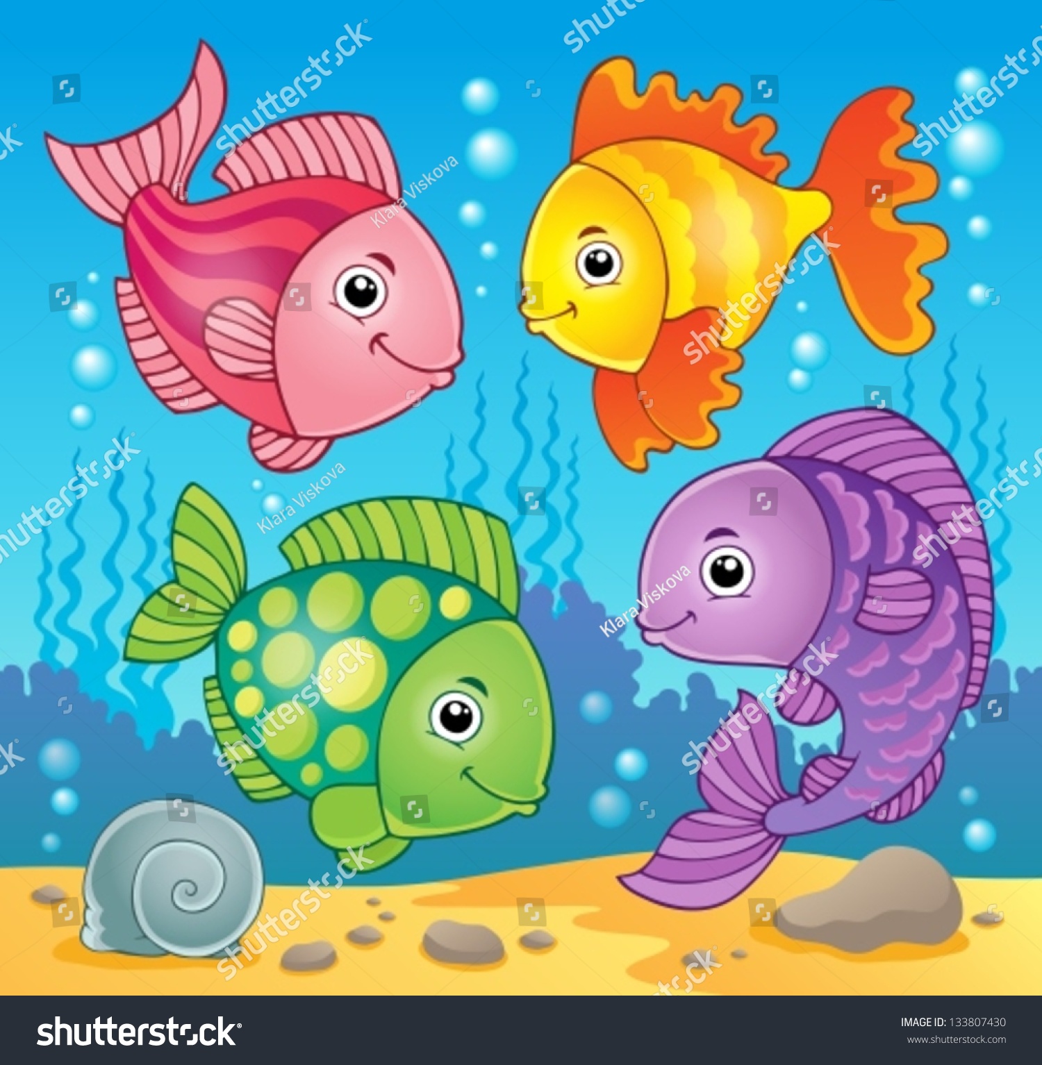 Fish Theme Image 5 Eps10 Vector Stock Vector (Royalty Free) 133807430 ...