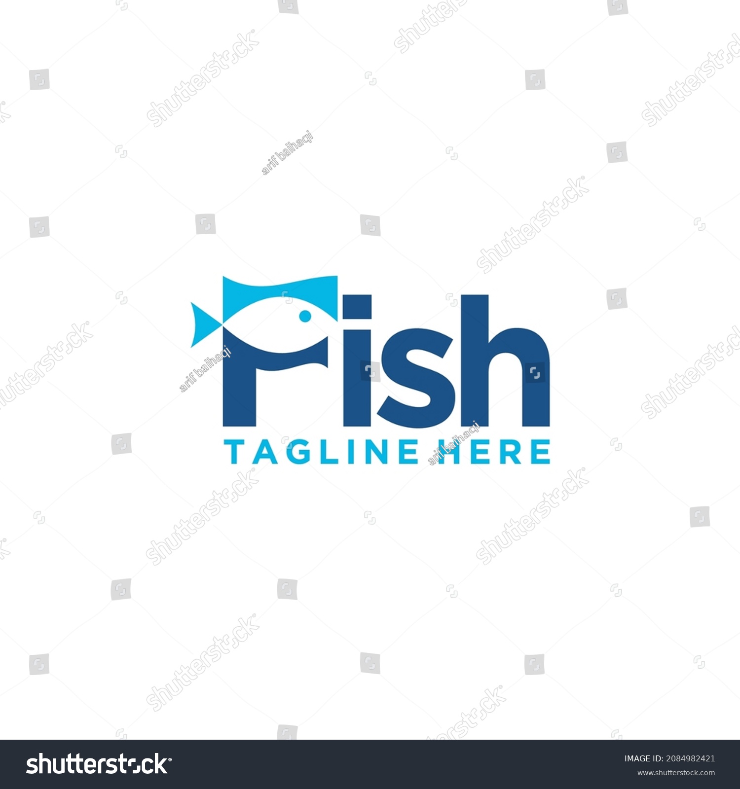 Fish Typography Modern Negative Space Logo Stock Vector (Royalty Free ...
