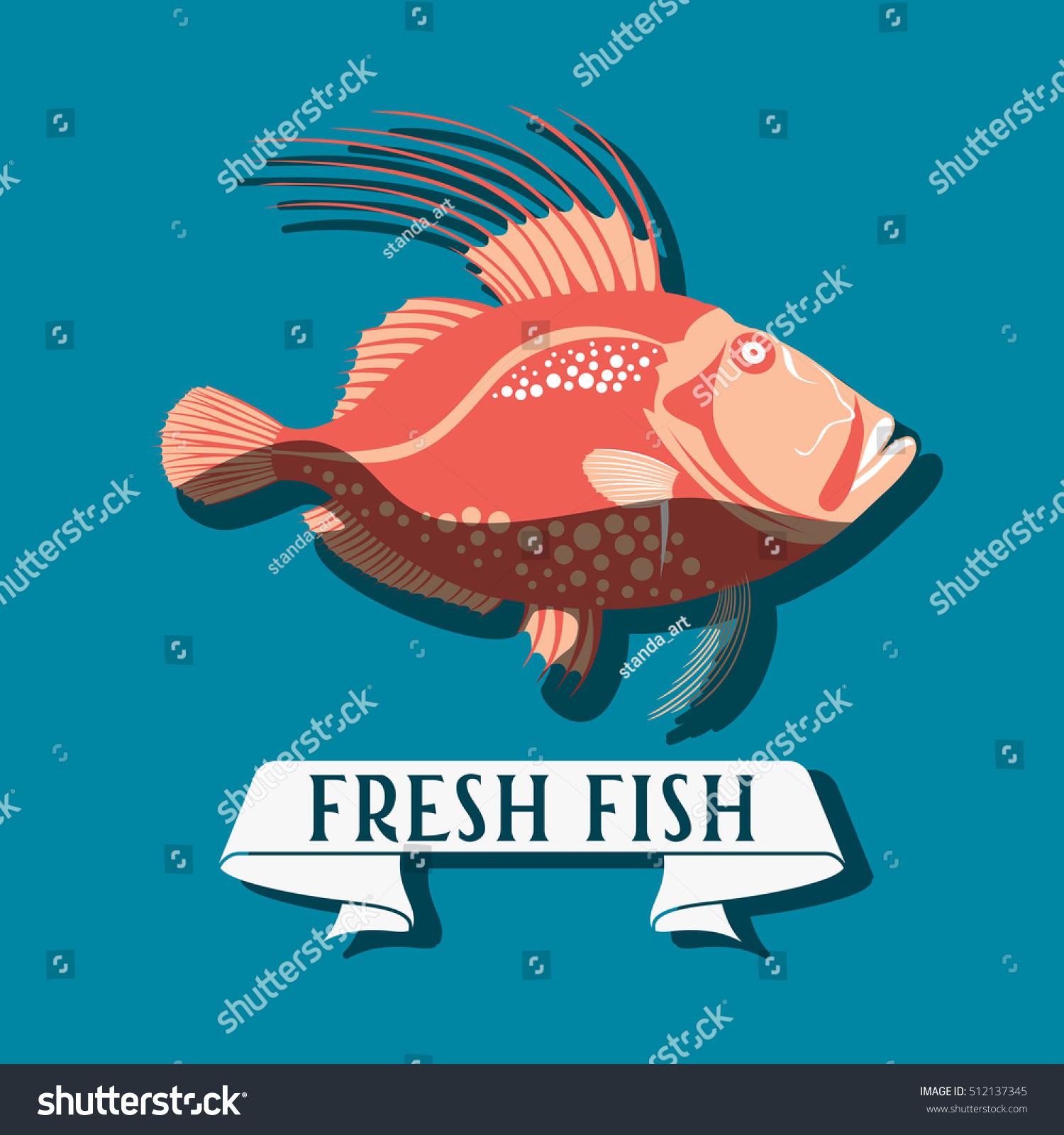 Fish Vector Logo Badge Label Design: เวกเตอร์สต็อก (ปลอดค่าลิขสิทธิ์ ...