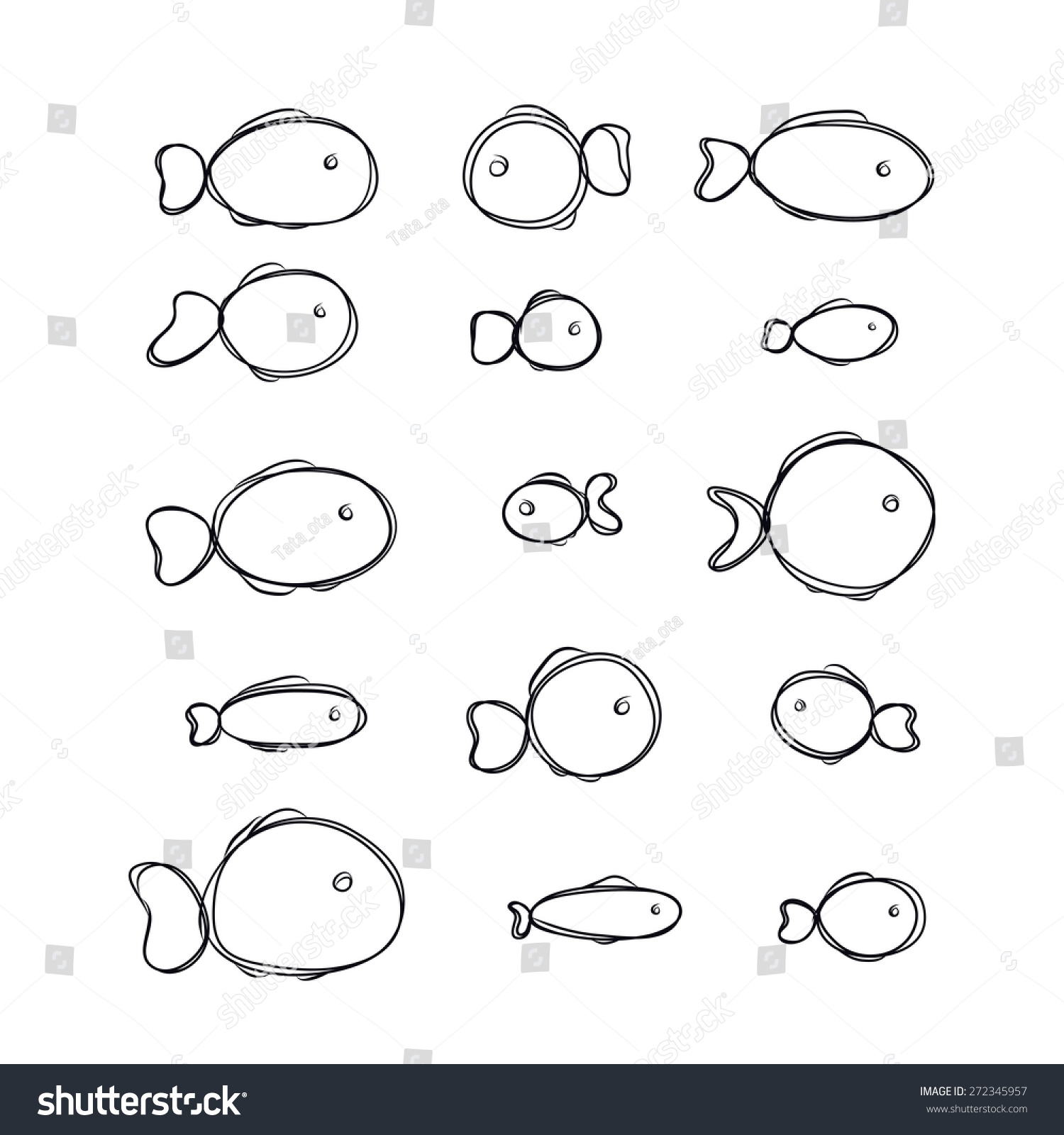 Fish Vector Symbol Isolated Icons Set Stock Vector (Royalty Free ...