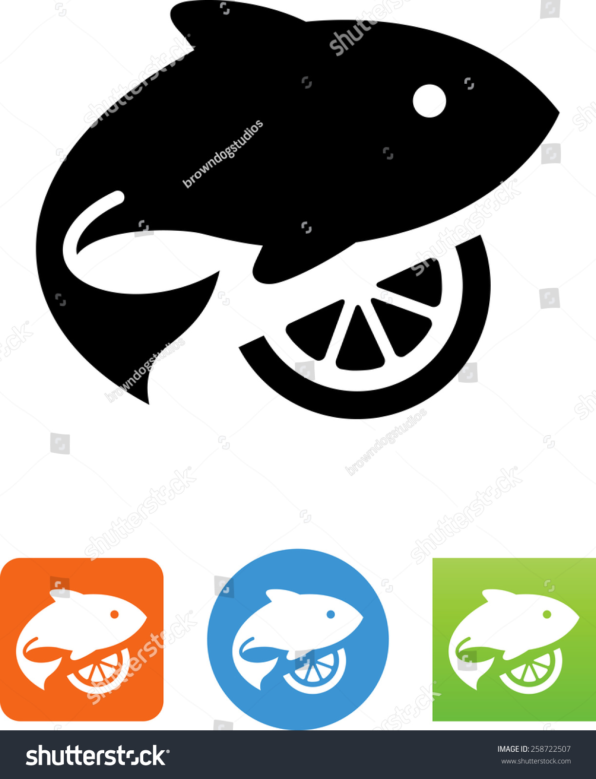 Fish Lemon Wedge Icon Stock Vector (Royalty Free) 258722507 | Shutterstock