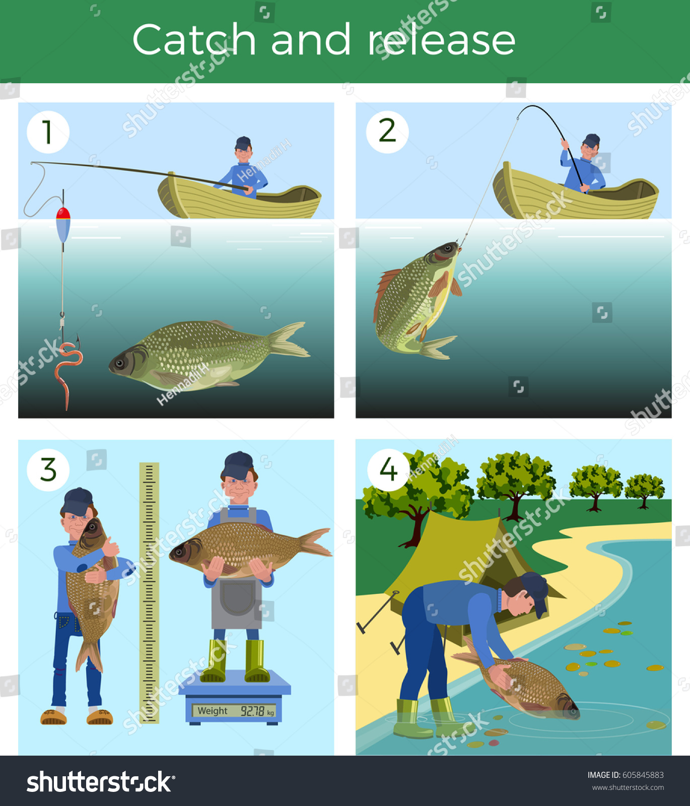 Fishing Catch Release Vector Illustrations Stock Vector (Royalty Free ...