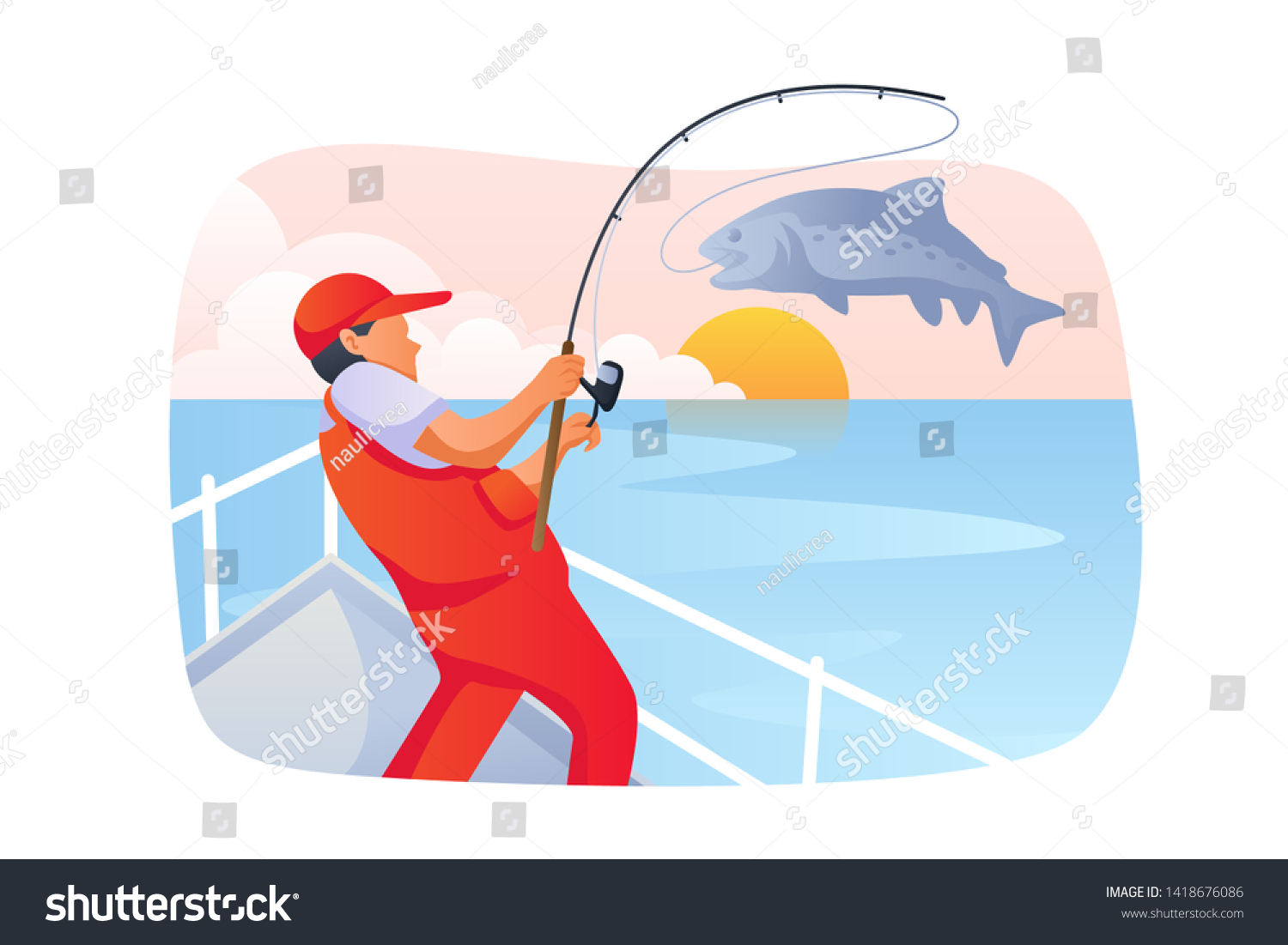 Fishing Hobby Vector Concept Illustration Suitable Stock Vector ... Fishing Hobby Vector Concept Illustration Suitable Stock Vector ...