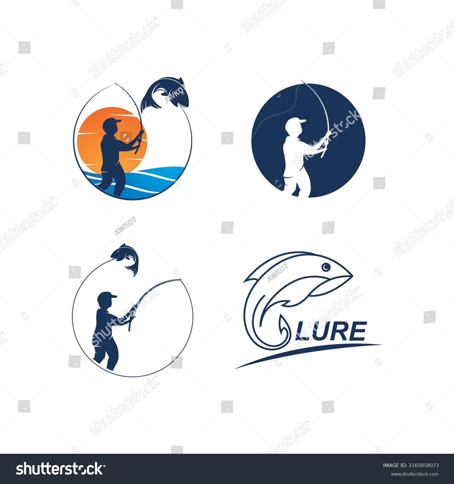Fishing Logo Vector Flat Design Template Stock Vector (Royalty Free ...