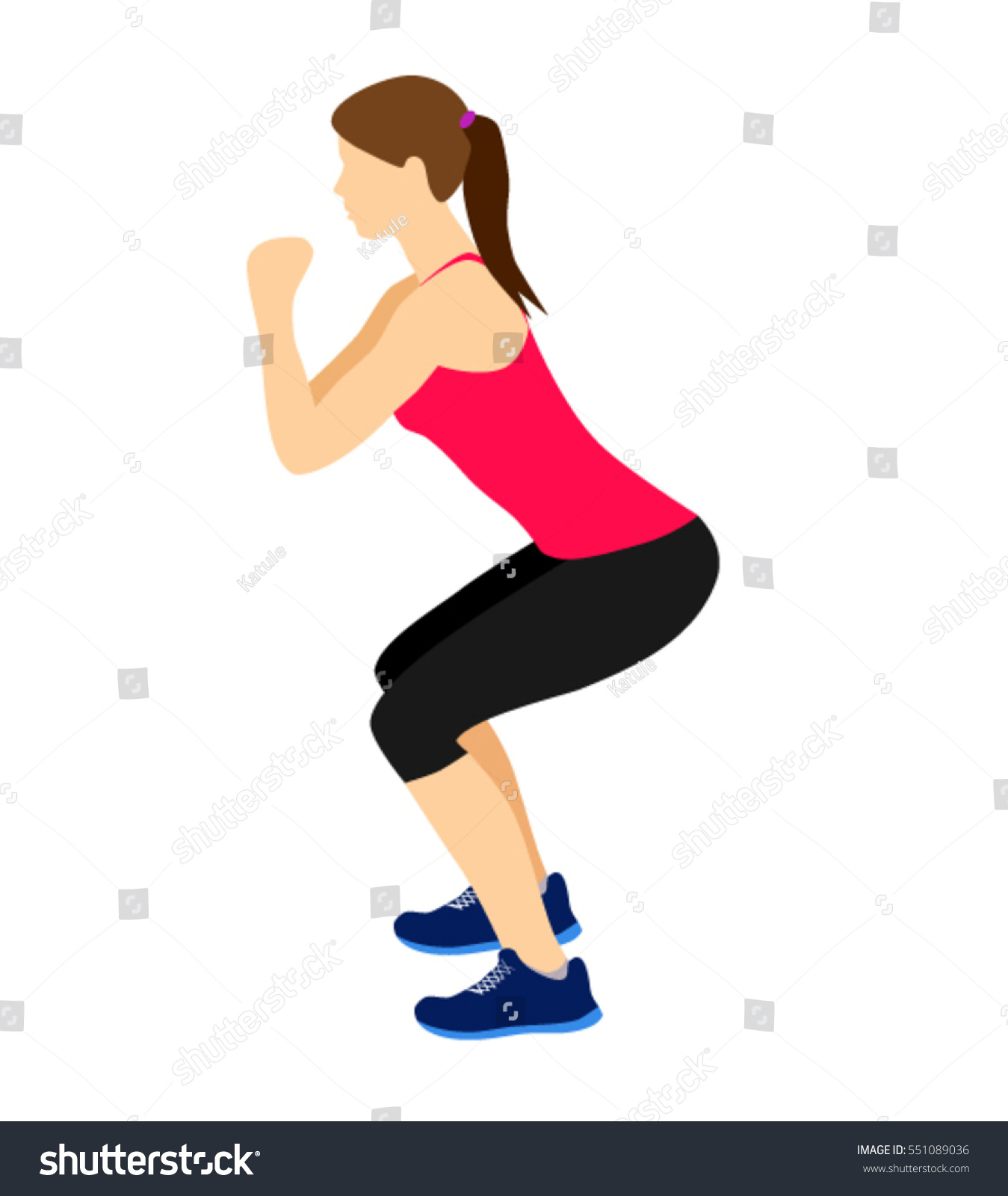 Fitness Exercise Squat Vector: vector de stock (libre de regalías ...