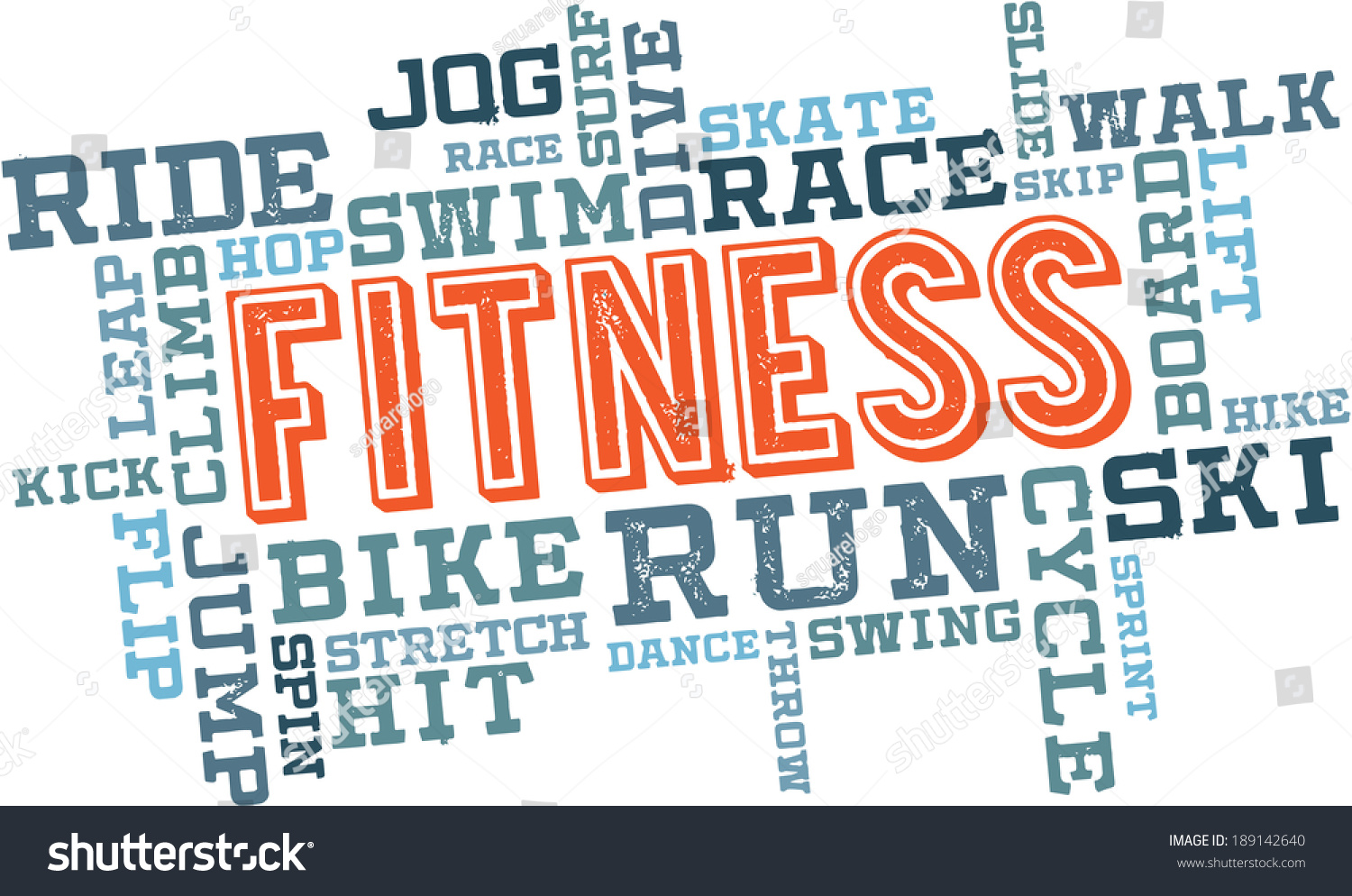 Fitness Exercise Word Cloud Stock Vector 189142640 Shutterstock