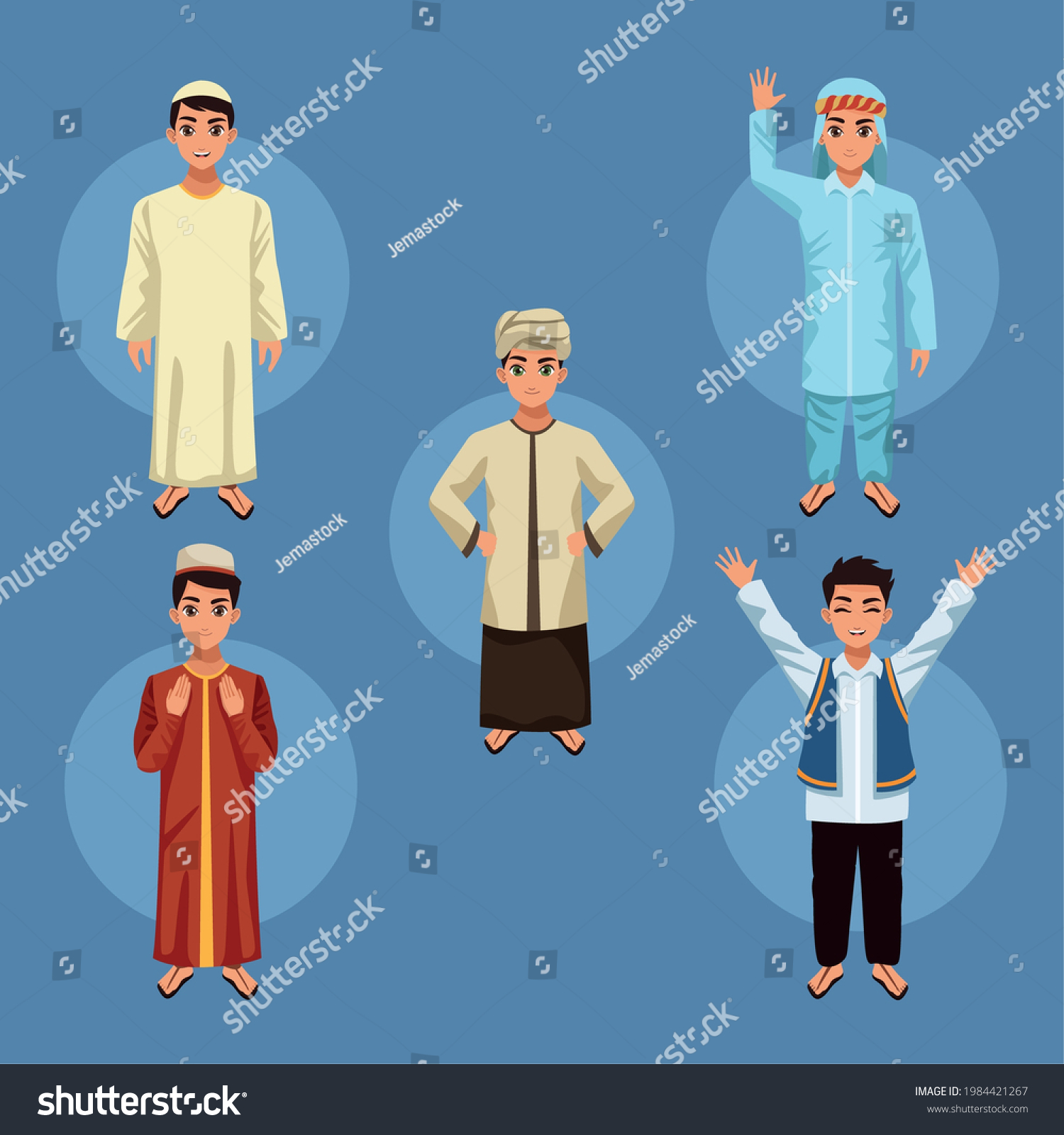 Five Arab Men Comic Characters Stock Vector (Royalty Free) 1984421267 ...