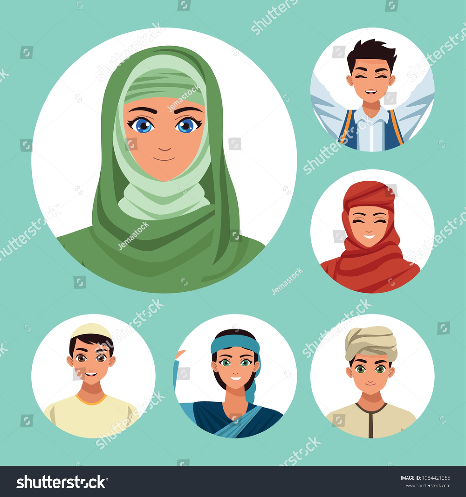 Five Arab Persons Comic Characters Stock Vector (Royalty Free ...