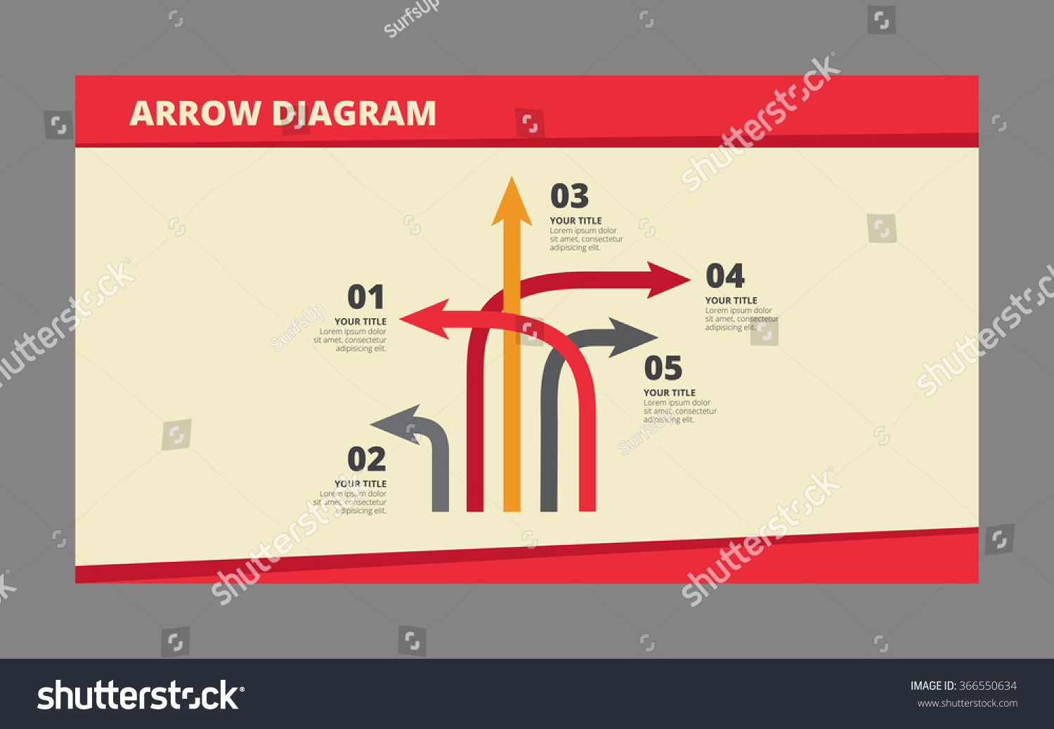 Five Arrow Diagram Template Stock Vector (Royalty Free) 366550634 ...