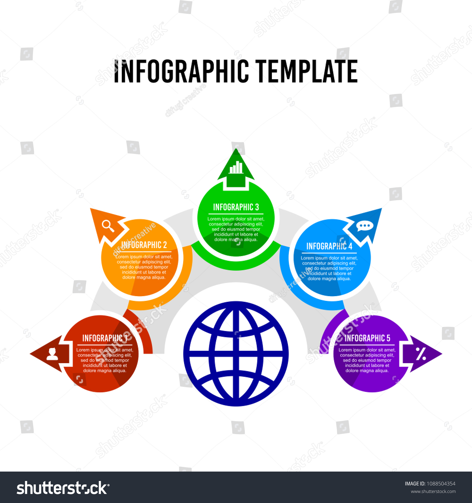 Five Arrow Infographic Design Template: vector de stock (libre de ...