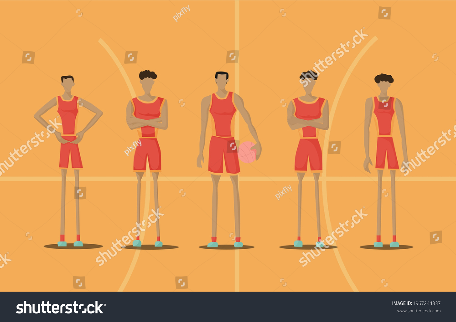 Five Basketball Player Vector Illustration Stock Vector (Royalty Free ...