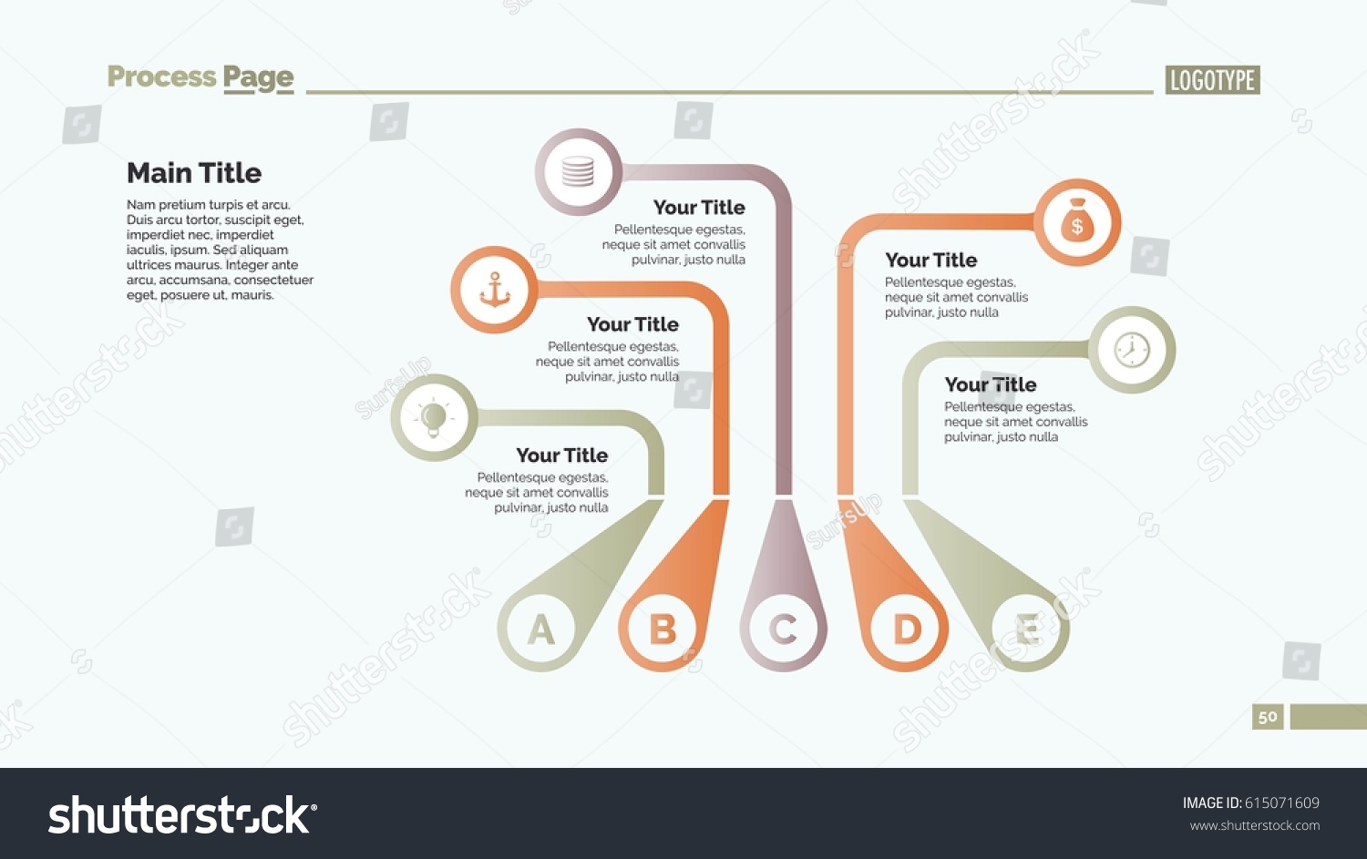 Five Callouts Slide Template Stock Vector (Royalty Free) 615071609