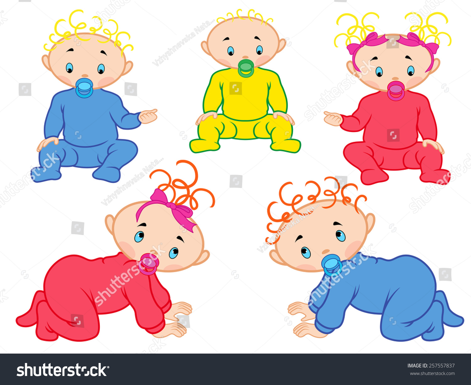 Five Cartoon Vector Babies Isolated On Stock Vector (Royalty Free ...