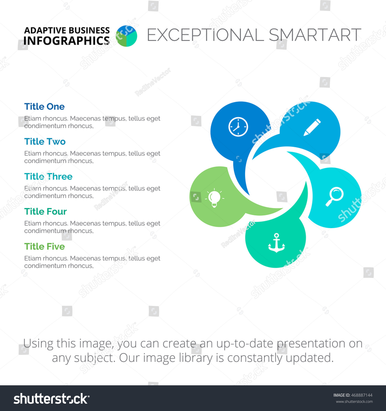 Five Circles Chart Slide Template: เวกเตอร์สต็อก (ปลอดค่าลิขสิทธิ์ ...