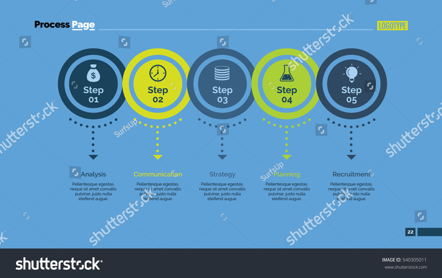 Five Circles Points Diagram Slide Template Stock Vector (Royalty Free ...