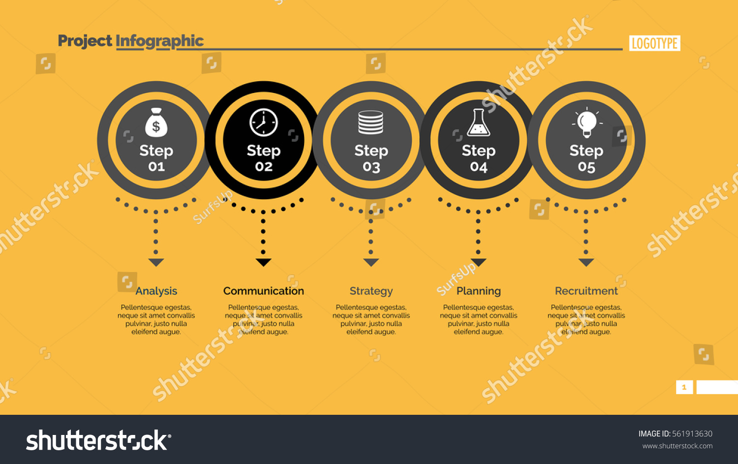 Five Circles Points Diagram Slide Template Stock Vector (Royalty Free ...