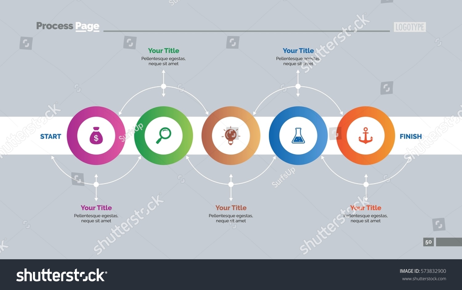 Five Circles Workflow Slide Template: เวกเตอร์สต็อก (ปลอดค่าลิขสิทธิ์ ...