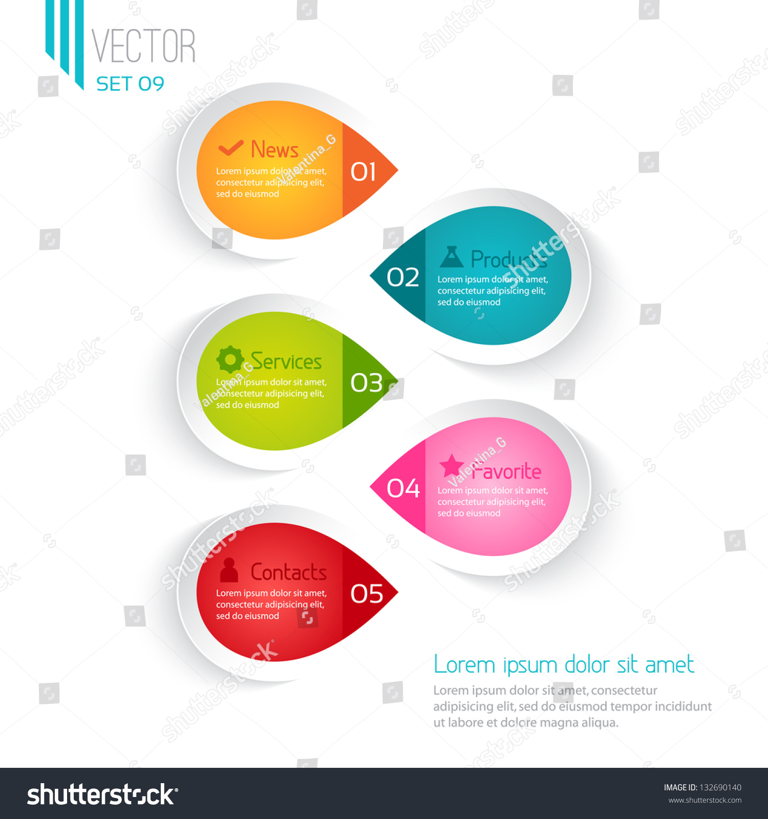 Five Colored Elements Infographic White Background 库存矢量图（免版税）132690140 ...
