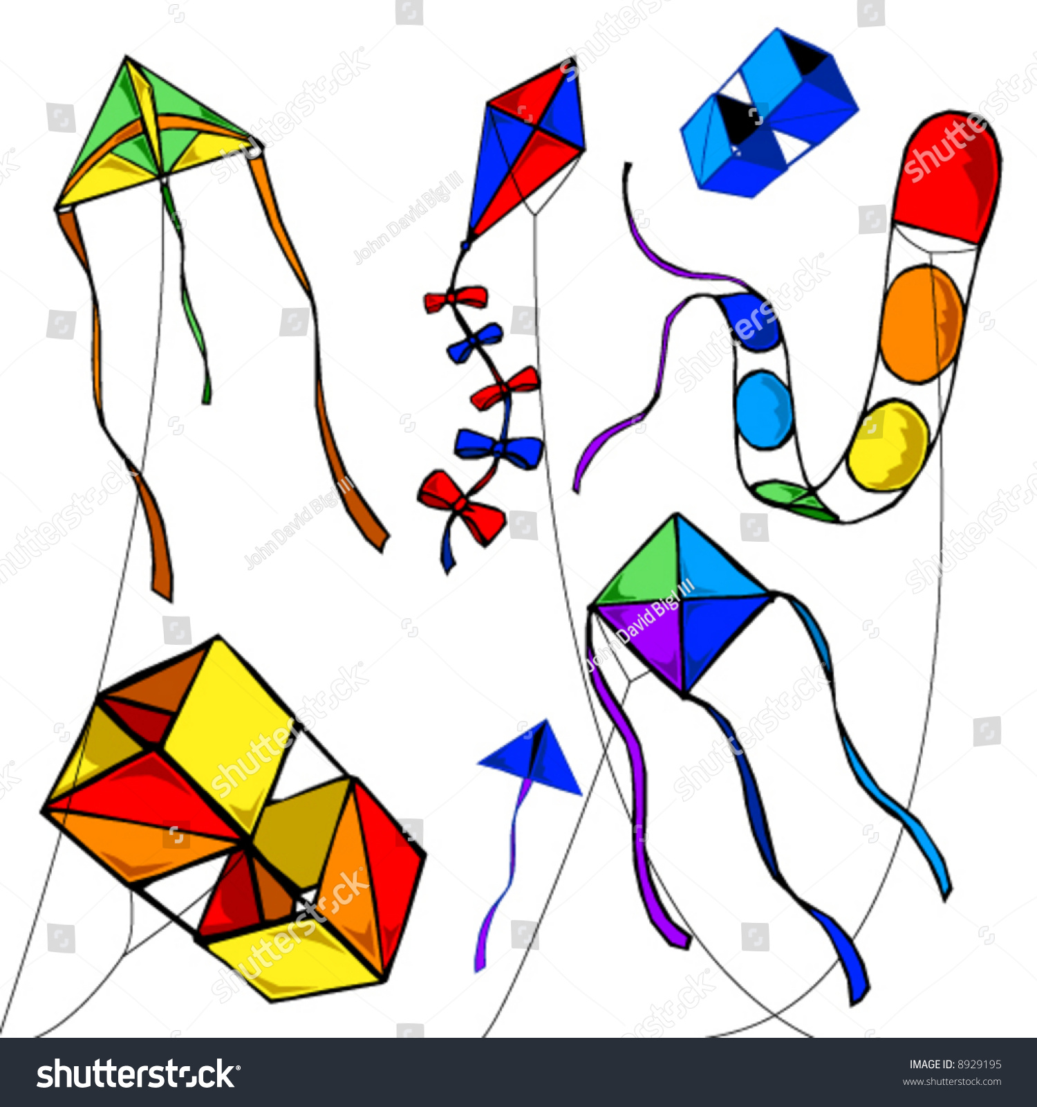 Five Colorful Vector Kite Designs String Stock Vector (Royalty Free ...
