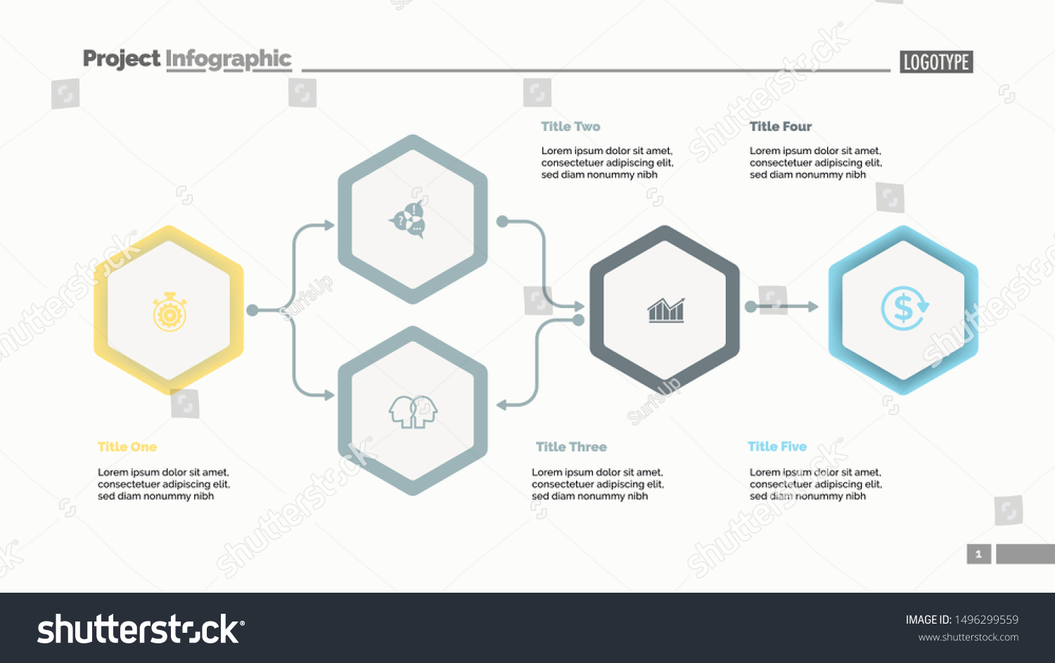 Five Elements Flowchart Slide Template Business Stock Vector (Royalty Free) 1496299559 ...