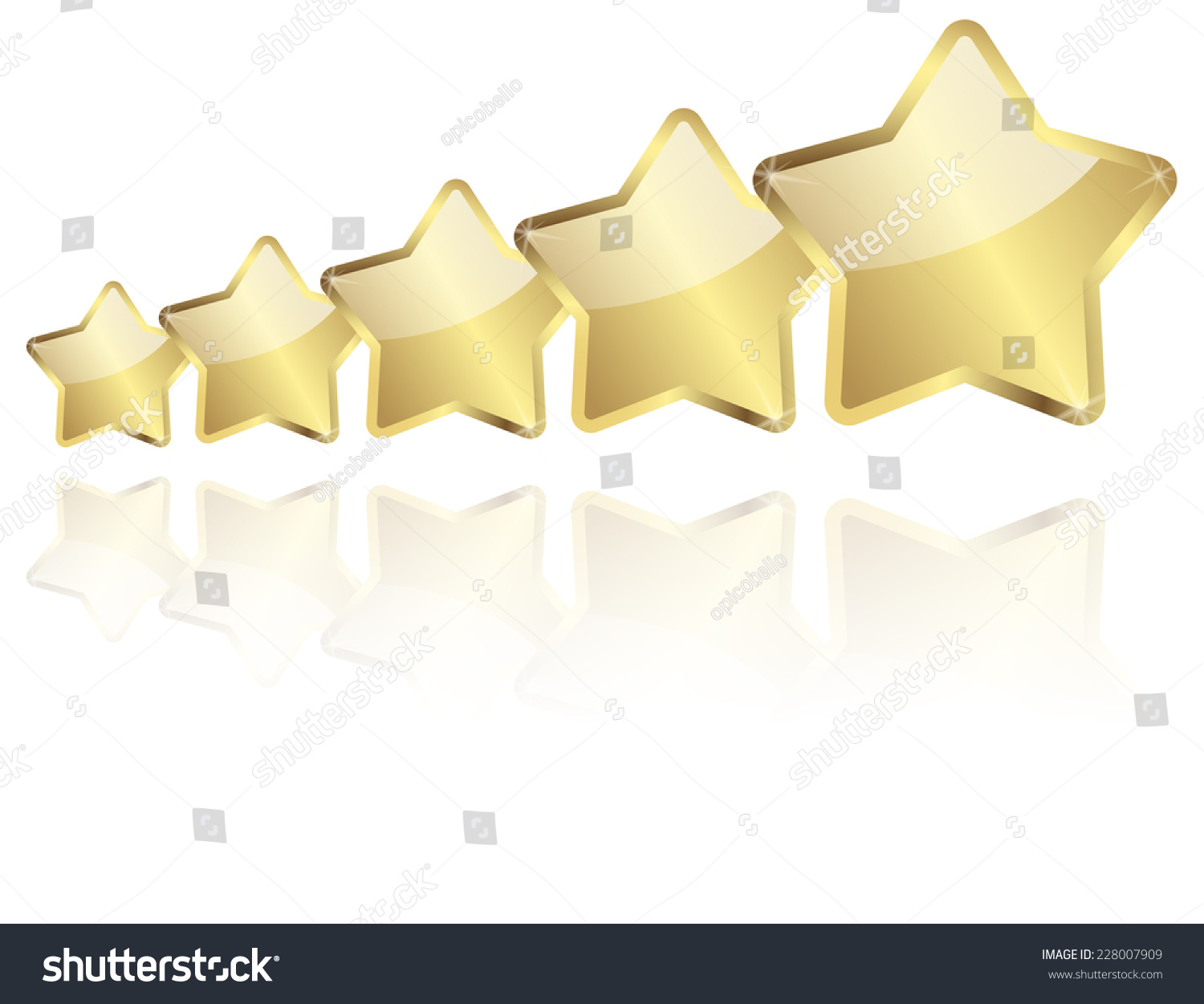 Five Golden Stars Reflection Row Vector Stock Vector (Royalty Free ...