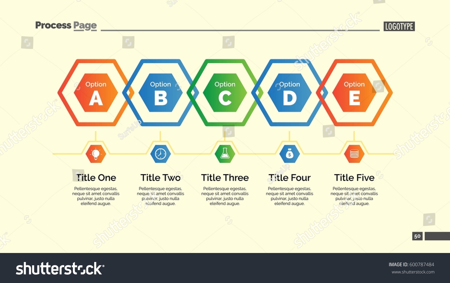 Five Hexagons Diagram Slide Template: เวกเตอร์สต็อก (ปลอดค่าลิขสิทธิ์ ...