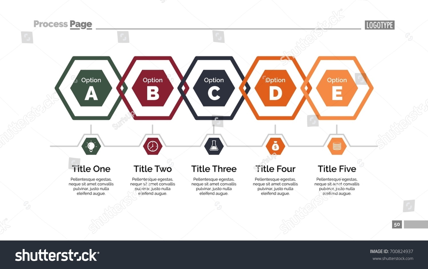 Five Hexagons Diagram Slide Template Stock Vector (Royalty Free ...