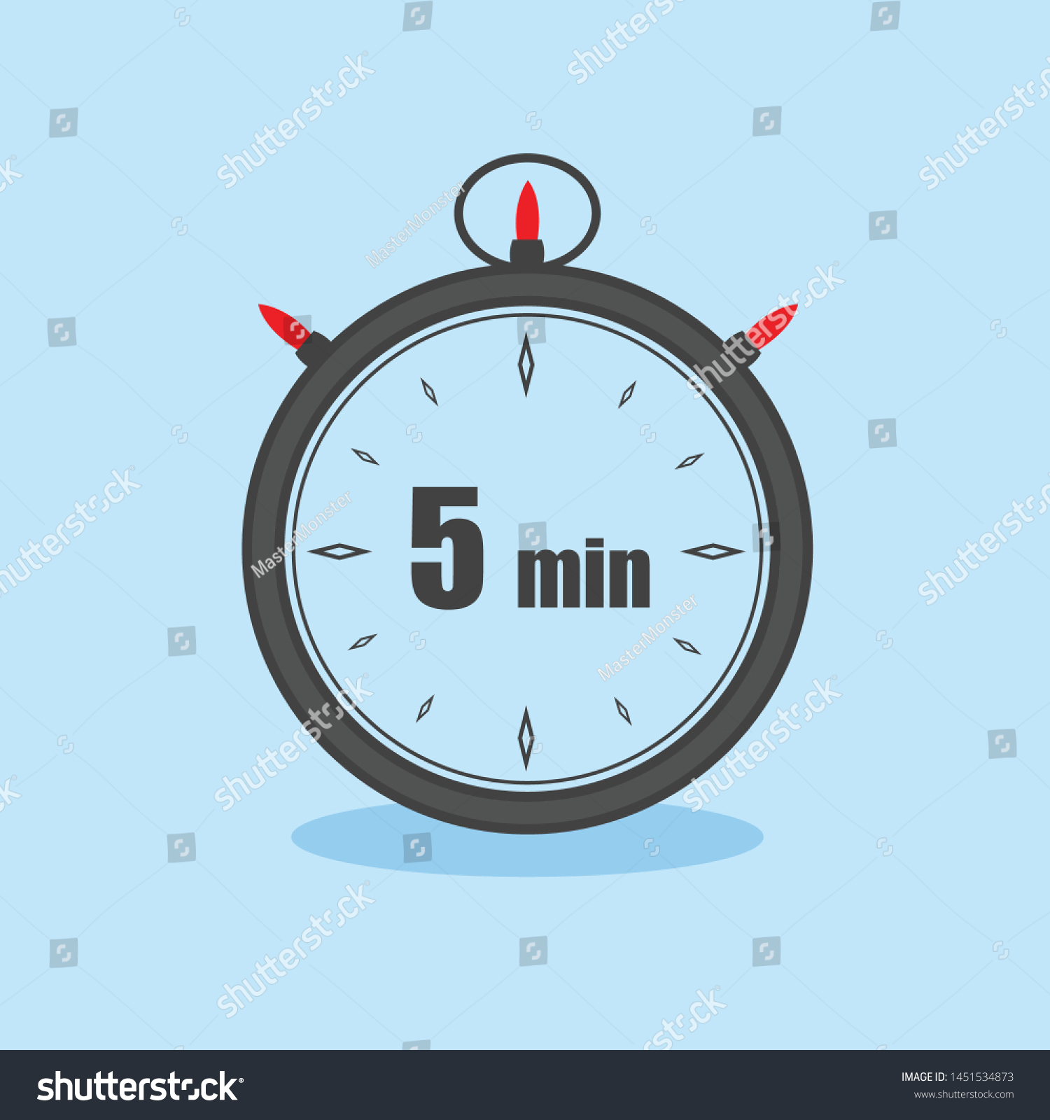 Five Minutes Clock Icon 5 Minute Stock Vector (Royalty Free) 1451534873 ...
